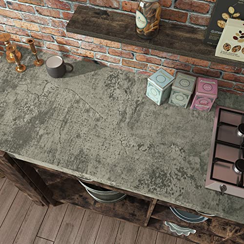 VaryPaper 15.7''x78.7'' Thick Weathered Concrete Wallpaper Peel and Stick Textured Cement Contact Paper Waterproof Self Adhesive Vinyl Concrete Wall Paper Roll for Bathroom Kitchen Countertops Table