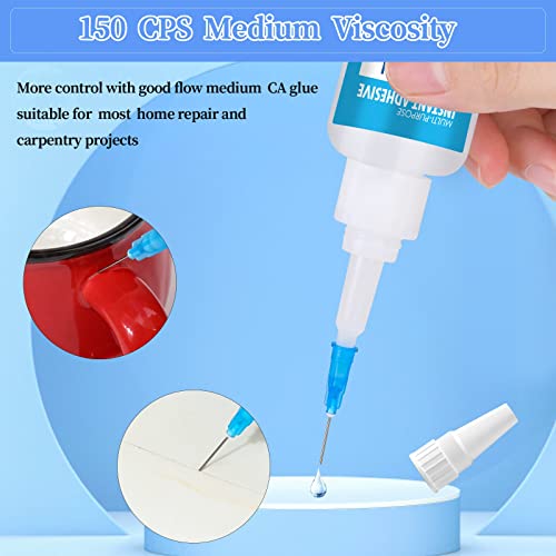 Precision Jewelry Glue Cyanoacrylate Glue Medium CA Adhesive Fast Dry Model Glue with Microtips Applicators for Wood Ceramic Metal Shoe Repair Hobby Crafts and Jewelry Making