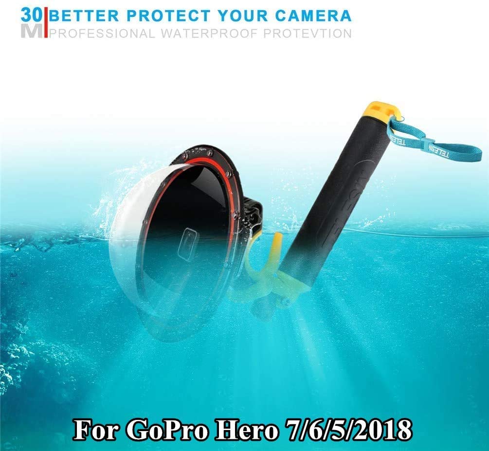 Dome Port for GoPro Hero 7 6 5 Black Underwater Photography Housings Dive Case Waterproof Camera Lens Cover Protector with Trigger Floating Hand Grip Accessories for Go Pro 7 6 5