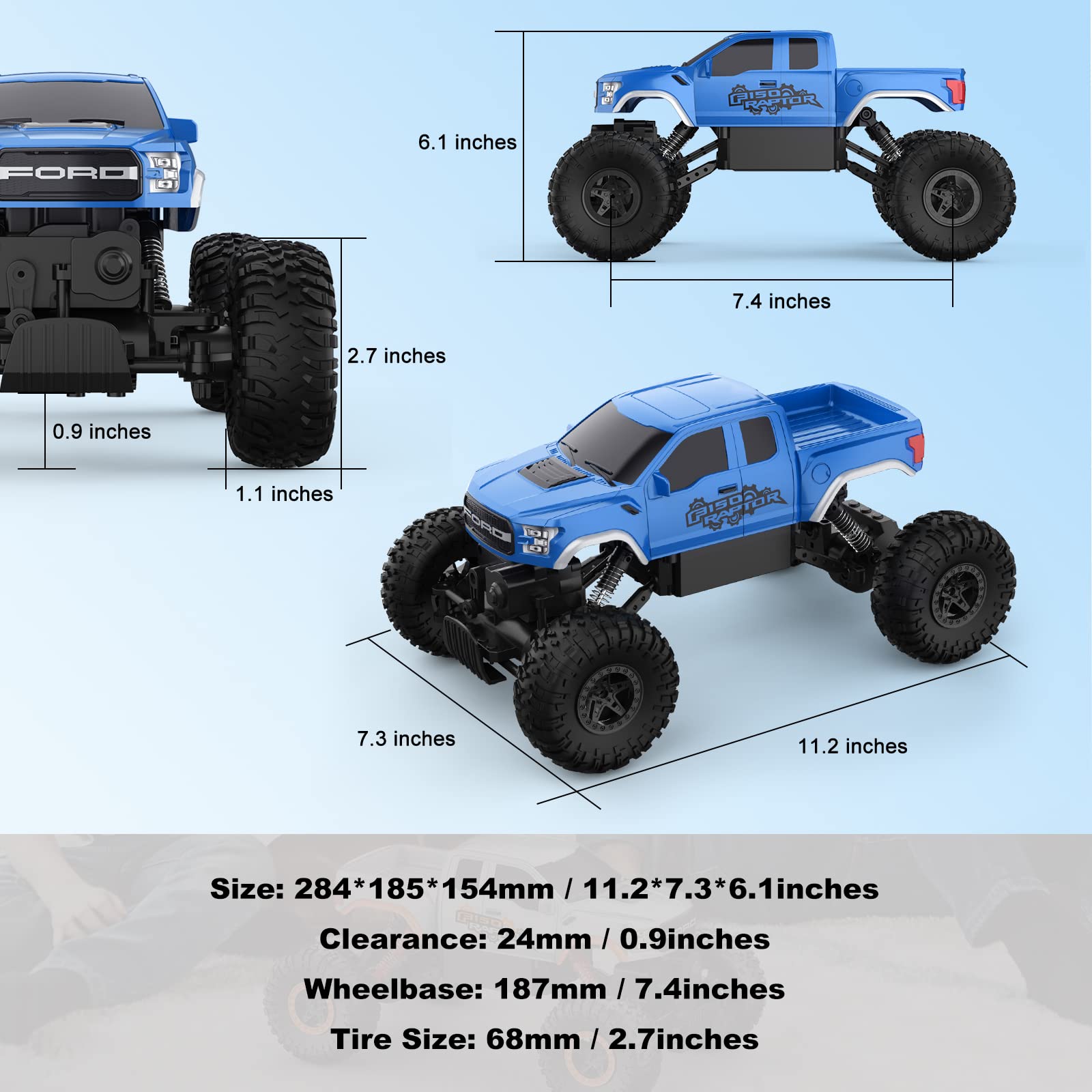 DOUBLE E Remote Control Truck Toy with Real Lights RC Cars Toys Gift RC Truck for Kids