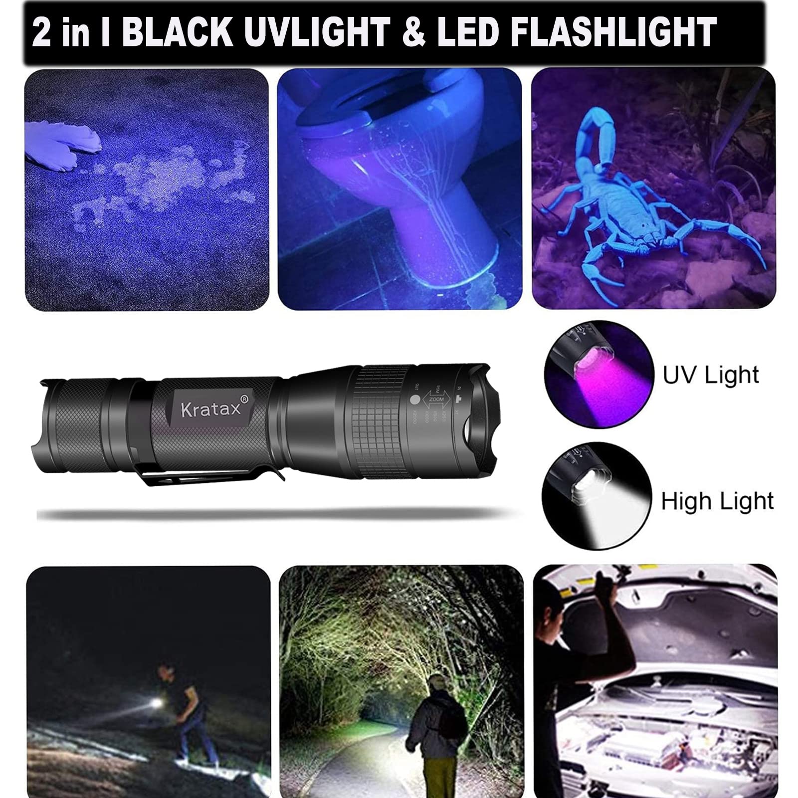 Pocket Folding Knife -Tactical Knife& LED Flashlight-UV Black Light- Good for Hunting Camping Indoor and Outdoor Activities Mens Gift
