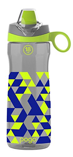 Pogo BPA-Free Tritan Kids Water Bottle with Silicone Soft Straw, Grey Geode & Zulu Torque 16oz Plastic Kids Water Bottle with Silicone Sleeve and Leak-Proof Locking Flip Lid and Soft Touch Carry Loop