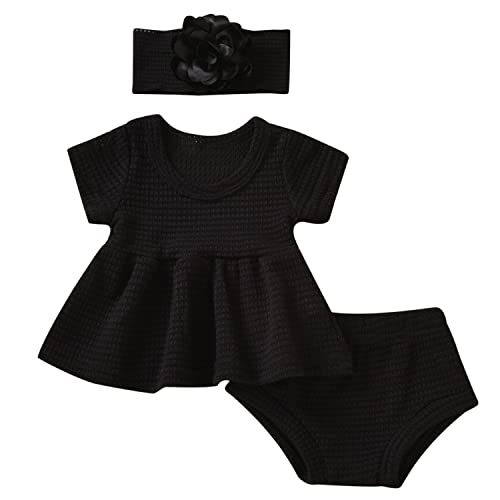 Preemie Baby Girl Clothes Infant Knitted Outfits Tunic Shirt Dress Diaper Cover Shorts Pants Set Baby Girls Clothing Set Premie Girls Black Shorts Playwear Baby Girl Spring Summer Outfits Short Sleeve
