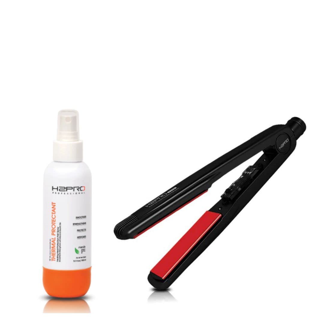 H2RO Vivace 1 1/4 Ceramic Flat Iron and Heat Protectant Spray Bundle Deal - Protect Your Hair