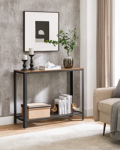 VASAGLE Standing Baker's Racks, 30.6" H, Rustic Brown & Console Table, Sofa Table, Metal Frame, Easy Assembly, for Entryway, Living Room, Rustic Brown ULNT80X