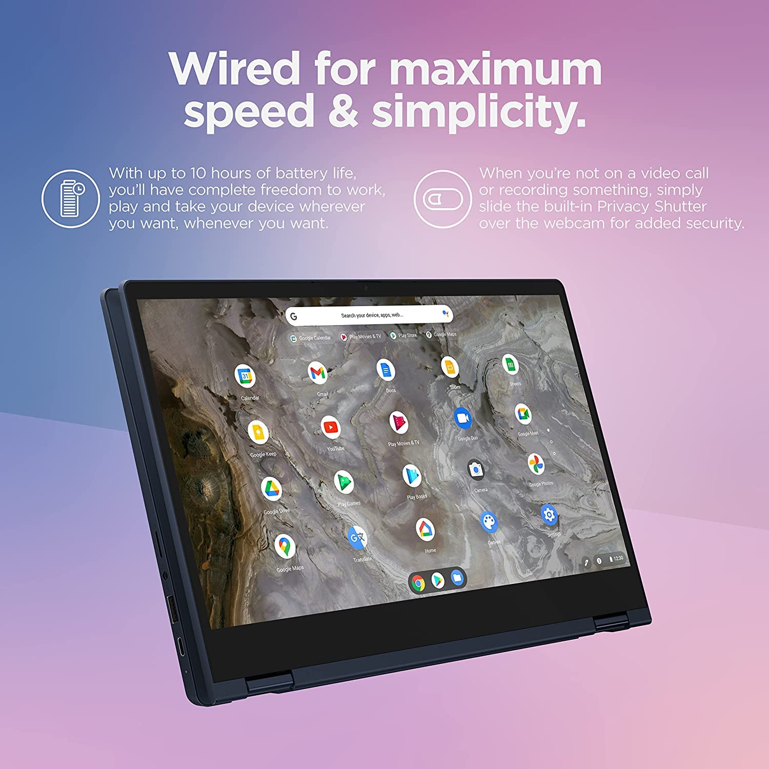 Lenovo 2022 IdeaPad Flex 5 2-in-1 Chromebook Laptop Computer, Intel Core i3-1115G4, 13.3" FHD Touch Display, 8GB Memory, 256GB Storage, Stylus Pen, Chrome OS, Abyss Blue