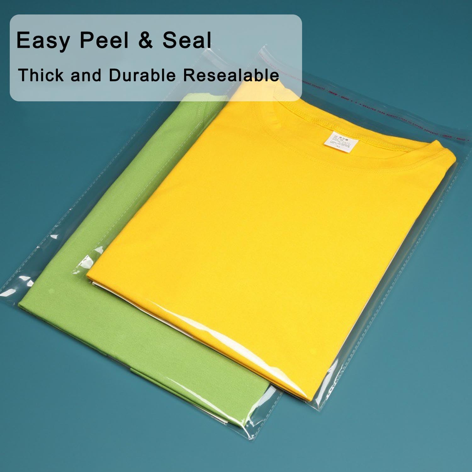 LonlyEagle 100 Pcs 10x14 Inches Self Sealing Cellophane Bags, Clear Resealable Cellophane Plastic Bags Self Adhesive for Packaging Shirts, Clothing, Magazines, Books, and Artwork