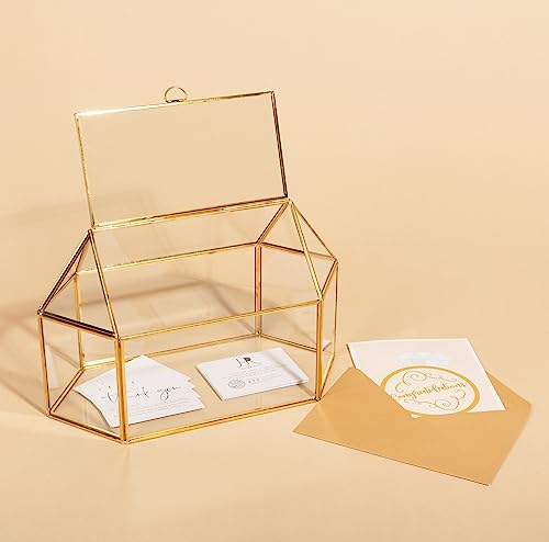 Hanna Roberts Card and Gift Holder Glass Cards Box for Weddings, Birthdays, Graduations, Baby and Bridal Showers (Half Opening)