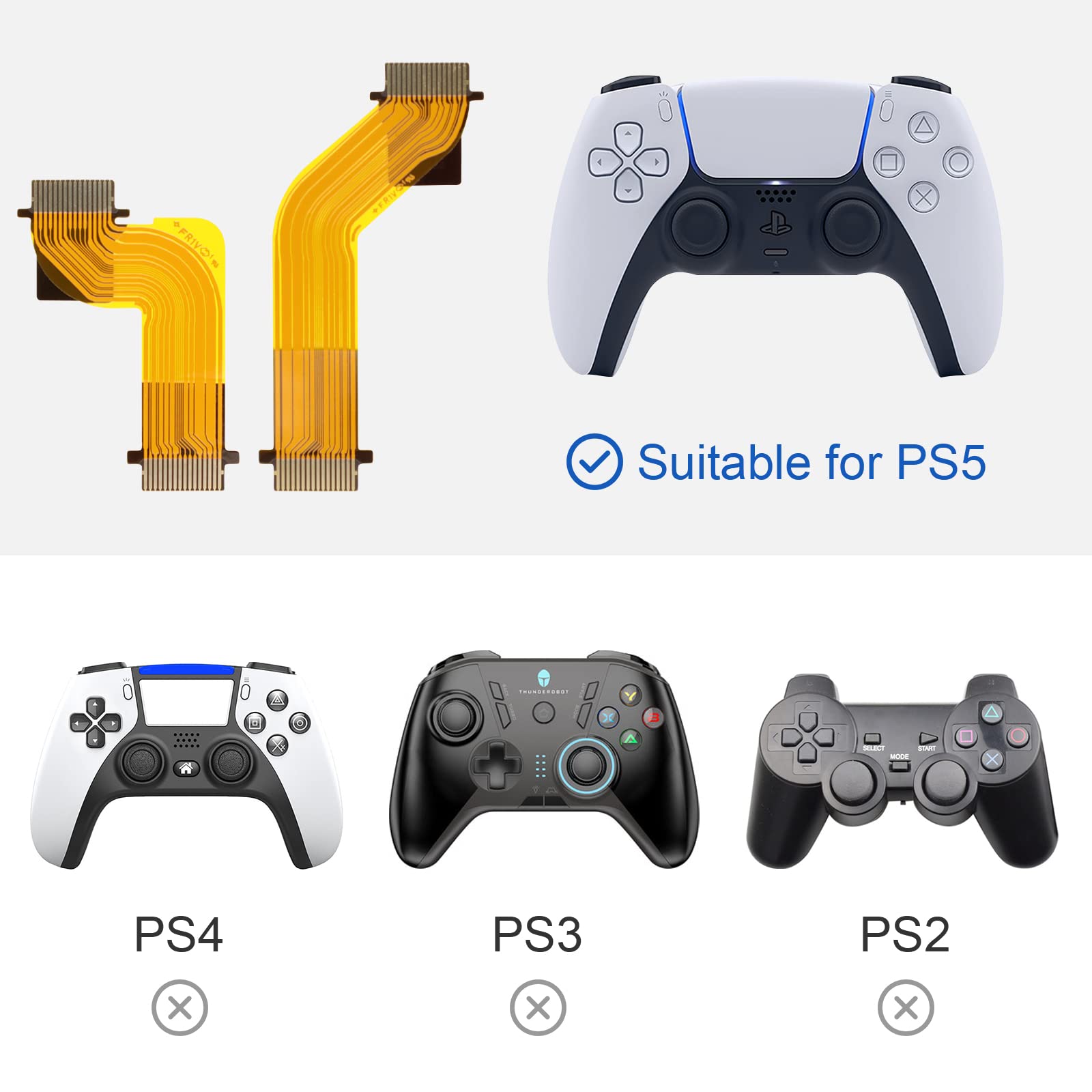 FENGWANGLI R2 L2 L1 R1 Flex Cable, Replacement Connector Cable for PS5 Sony Playstation 5 Controller Trigger Button(Left and Right)