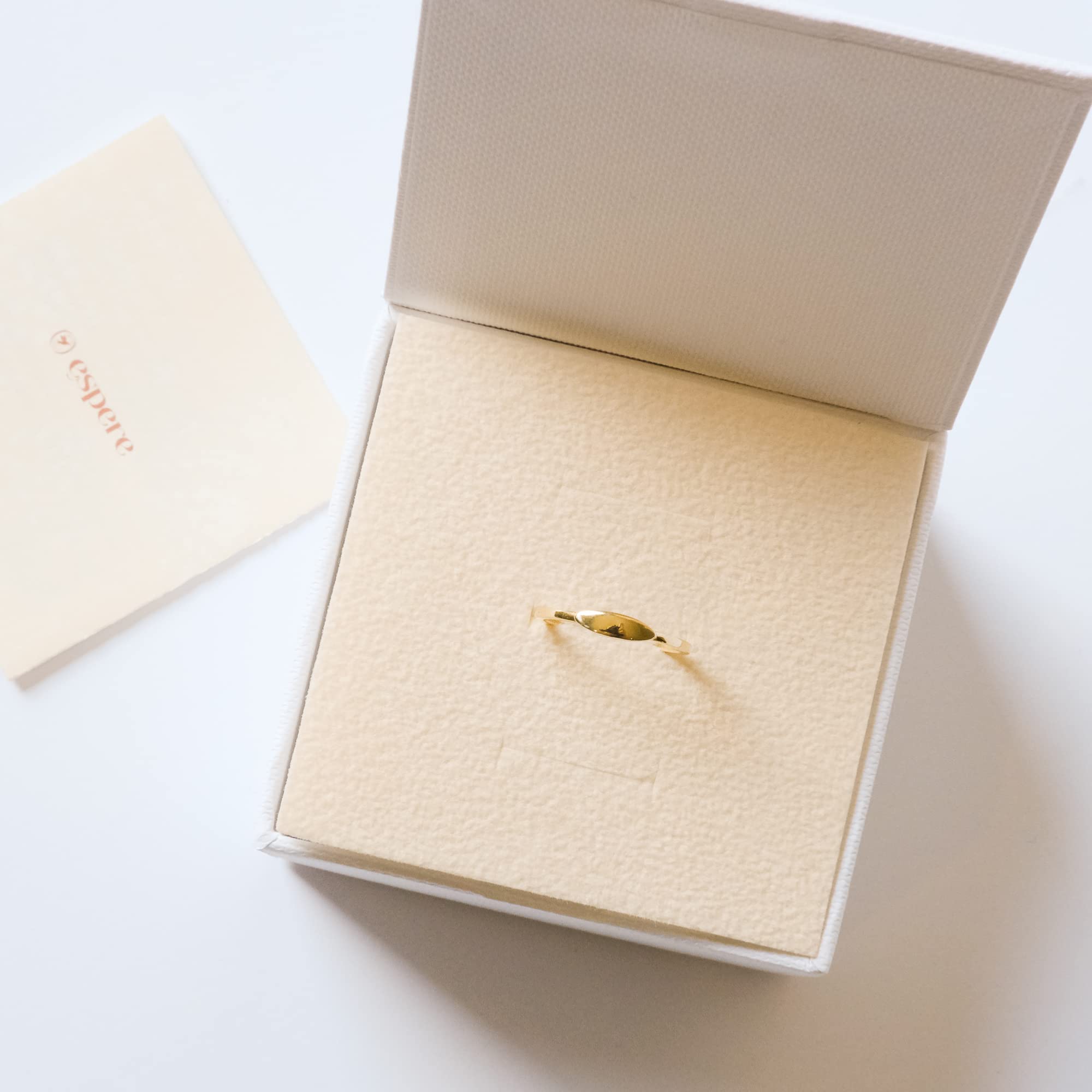 espere Dainty Gold Stacking Ring | 18K Gold Plated Sterling Silver | Womens Minimal Stackable Ring Slim Bands (Signet, 4)