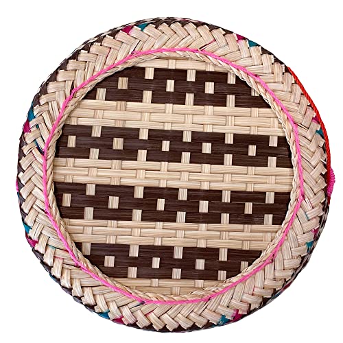 PANWA Handmade 100% Eco-Friendly Thai Bamboo Sticky Rice Serving Basket - Wickerwork with Vegetable Based Dye - Food Safe- Family Size (Toffee)