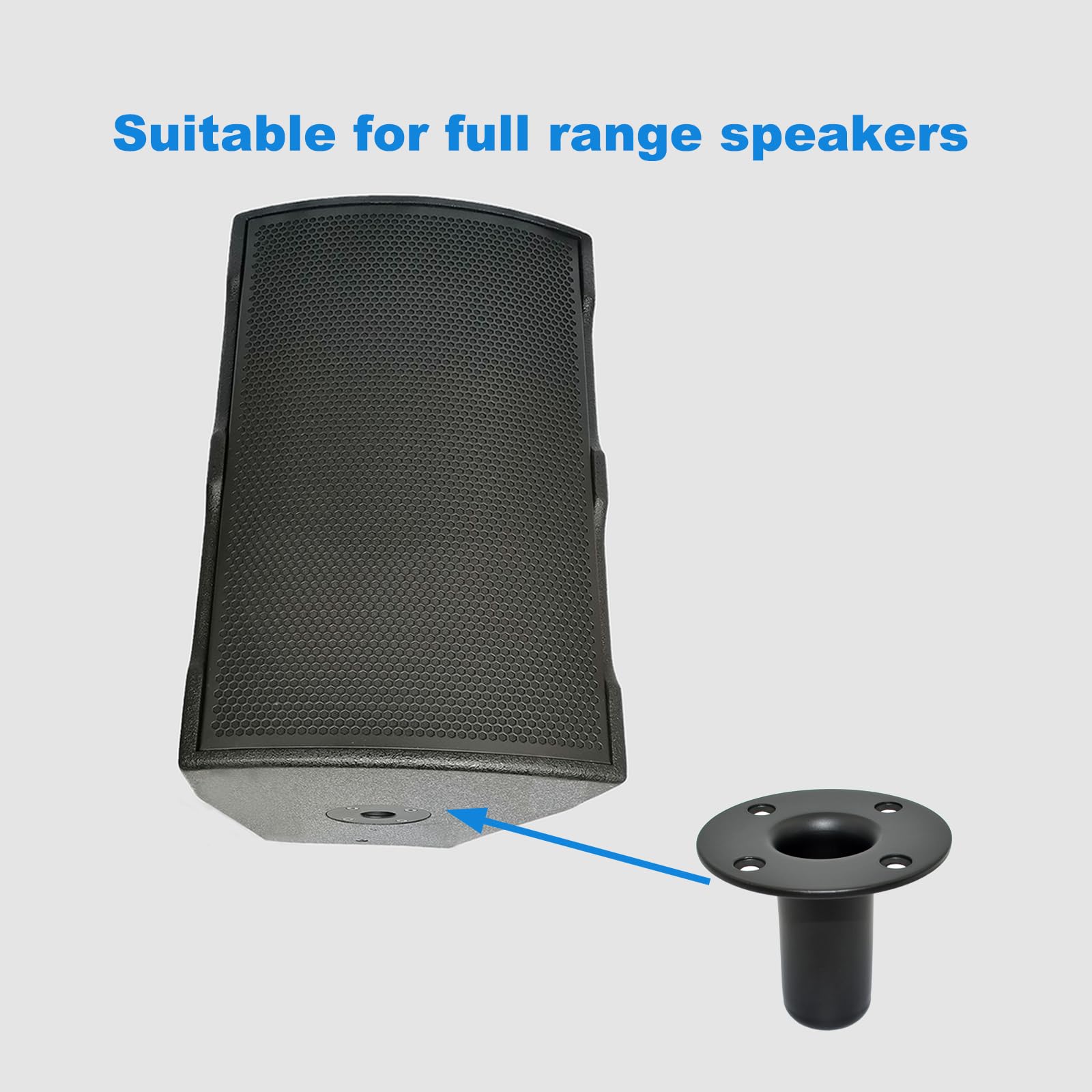 Howonder Speaker Stand Top Hat 4.13"x3.29" ,Metal Speaker Cabinet Pole Mount, PA/DJ Tripod Speaker Stand Mounts Adapters 105X85mm (2 Packs Black)