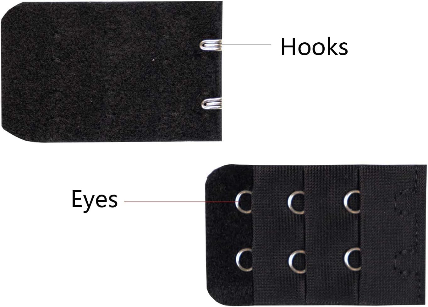 HAALII 60 Set Sewing Hooks and Eyes Closure for Bra Clothing Trousers Skirt DIY Craft, Trousers Skirt Sewing DIY Craft, 3 Sizes, Black and Silver