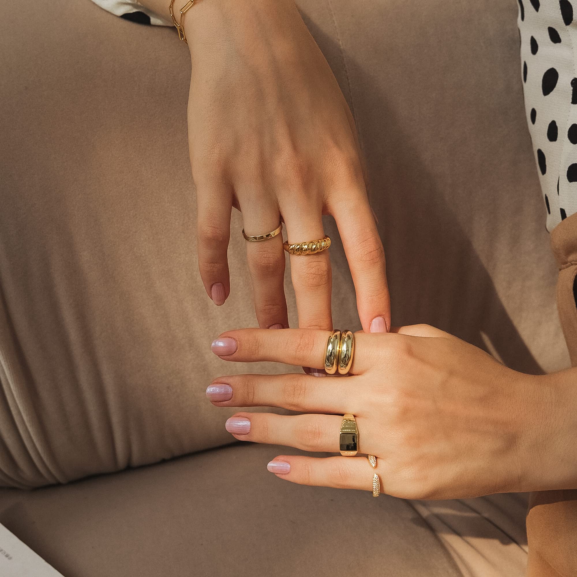 espere Simple Flat Band Ring 2.5MM Wide Bold Stacker | Classic Fine Stacking Ring 18K Gold Plated in Sterling Silver | Statement Ring for Women Jewelry Gift Size 6