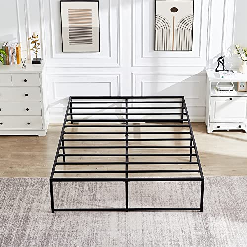 VECELO 16" Metal Platform Tall Bed Frame,Mattress Foundation/No Box Spring Needed/Heavy Duty Steel Slat Support (Full Size)