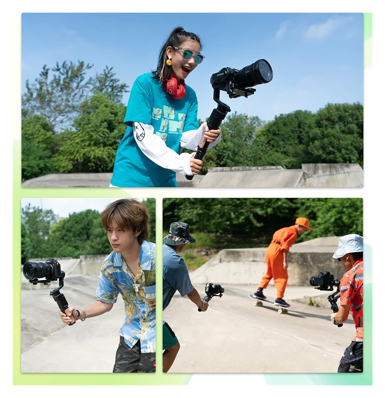 DONCK Action Camera Stabilizer 3 Axis Handheld Camera Stabilizer for DSLM/DSLR Camera Black for Outdoor Video Recording