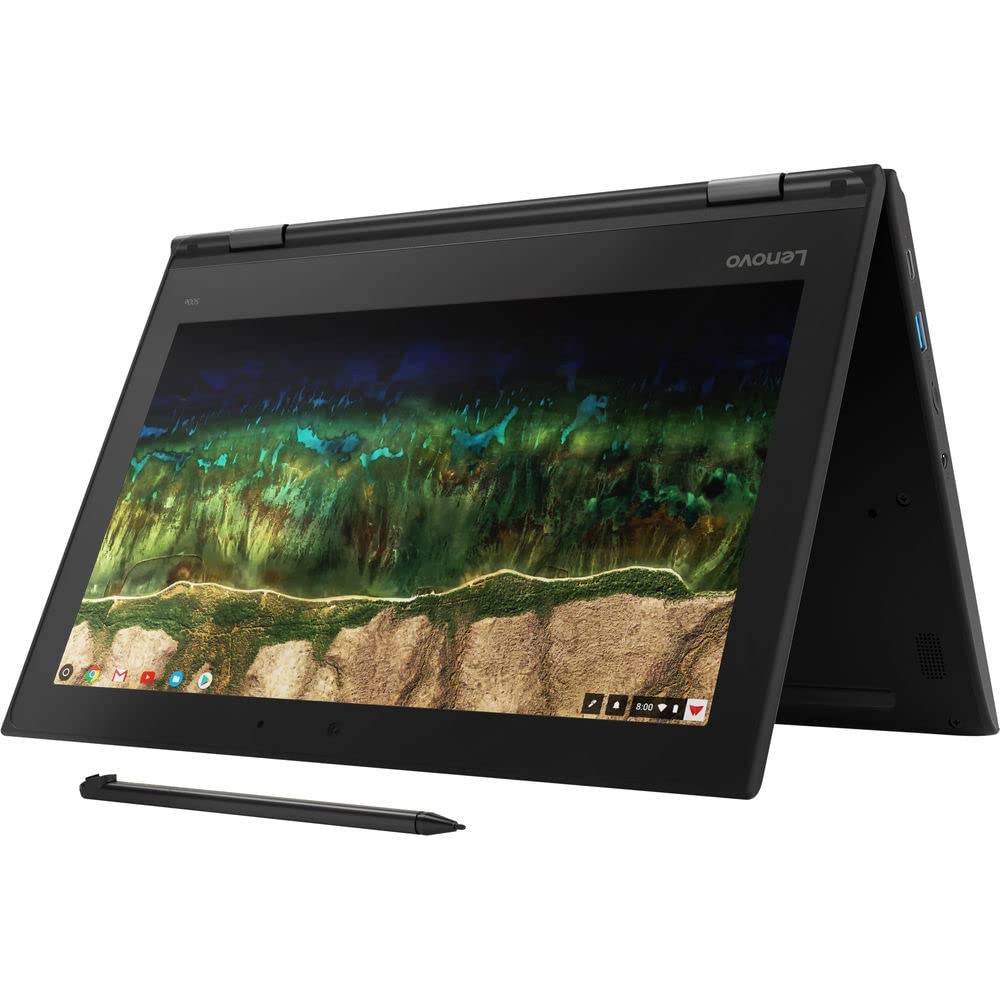 Lenovo Chromebook 500e 2-in-1 Convertible Laptop in Black Intel Quad Core Processor up to 2.2Ghz 64GB eMMC 8GB 11.6in IPS Touchscreen BT Dual Webcam Pen (500e-Renewed)