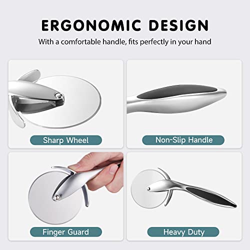 KITEXPERT Pizza Cutter, Super Sharp Stainless Steel Pasta Slicer, Easy to Clean & Dishwasher Safe Pizza Cutter Wheel, Pizza Slicers with Slip Resistant Zinc Alloy Handle