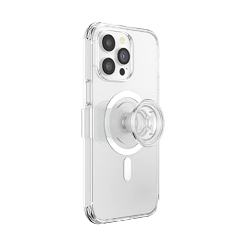 PopSockets iPhone 14 Pro Max Case with Phone Grip and Slide Compatible with MagSafe, Wireless Charging Compatible - Clear