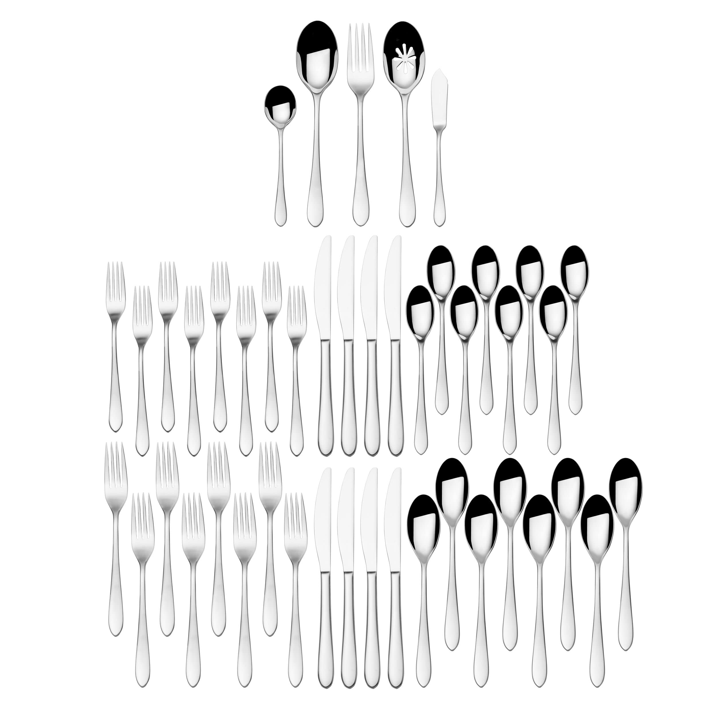Fitz & Floyd Fitz and Floyd Nevaeh Coupe Silverware 45 piece service for eight, Gray, (5266455)