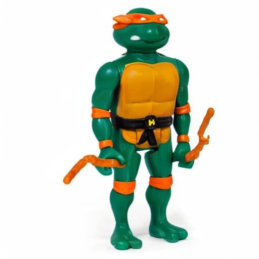 Super7 Teenage Mutant Ninja Turtles Michelangelo 3.75 in Reaction Figure