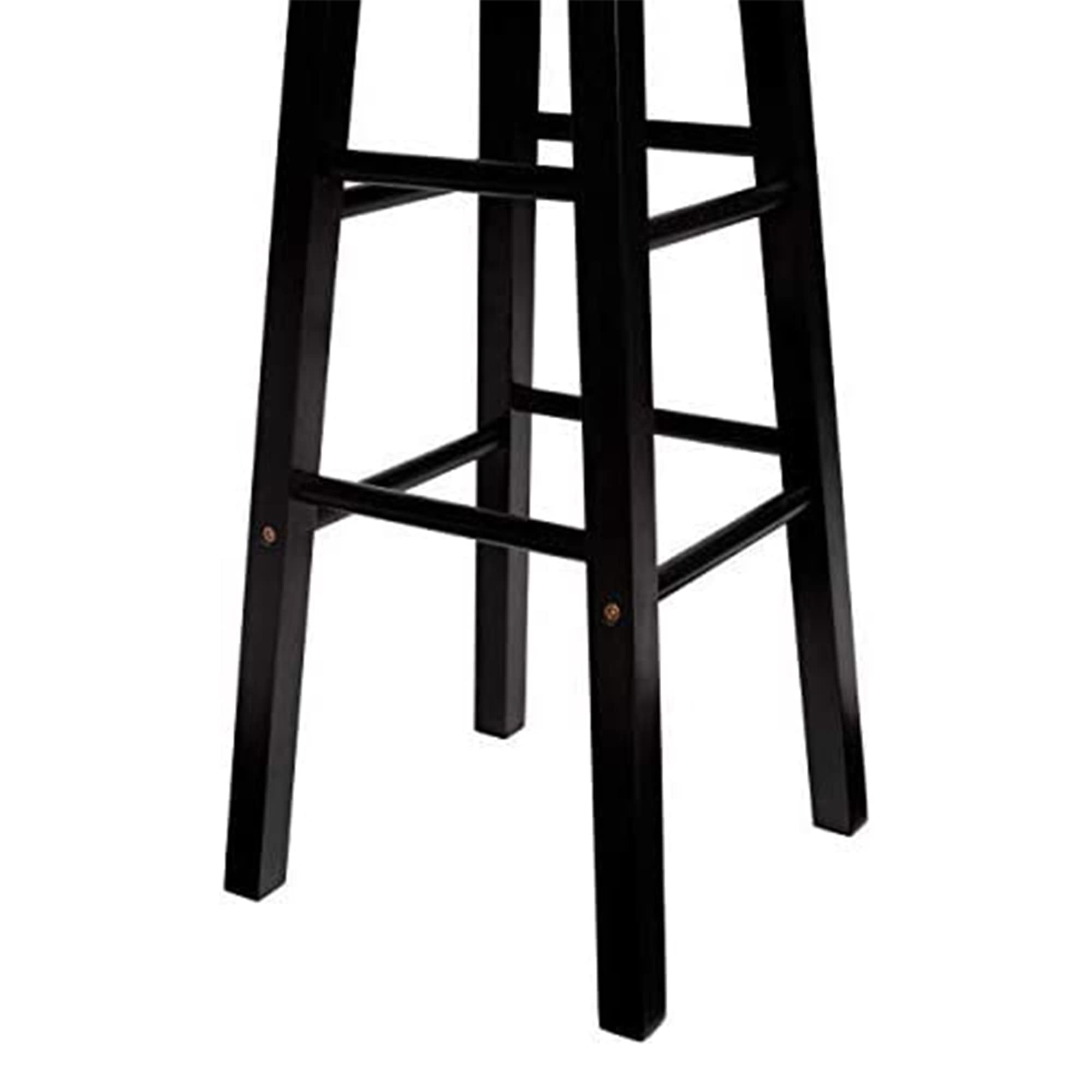 PJ Wood Classic Round Seat 24 Inch Tall Kitchen Counter Stools for Homes, Dining Spaces, and Bars with Backless Seats, Square Legs, Black, Set of 2