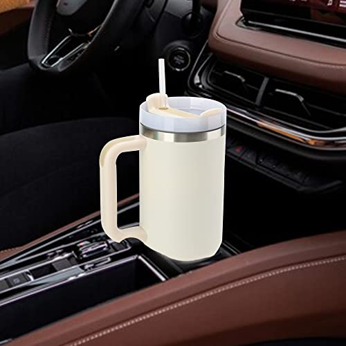 New Version 40oz Stainless Steel Vacuum Insulated Tumbler with Lid and Straw for Water, Smoothie and More, Iced Tea or Coffee (Cream)