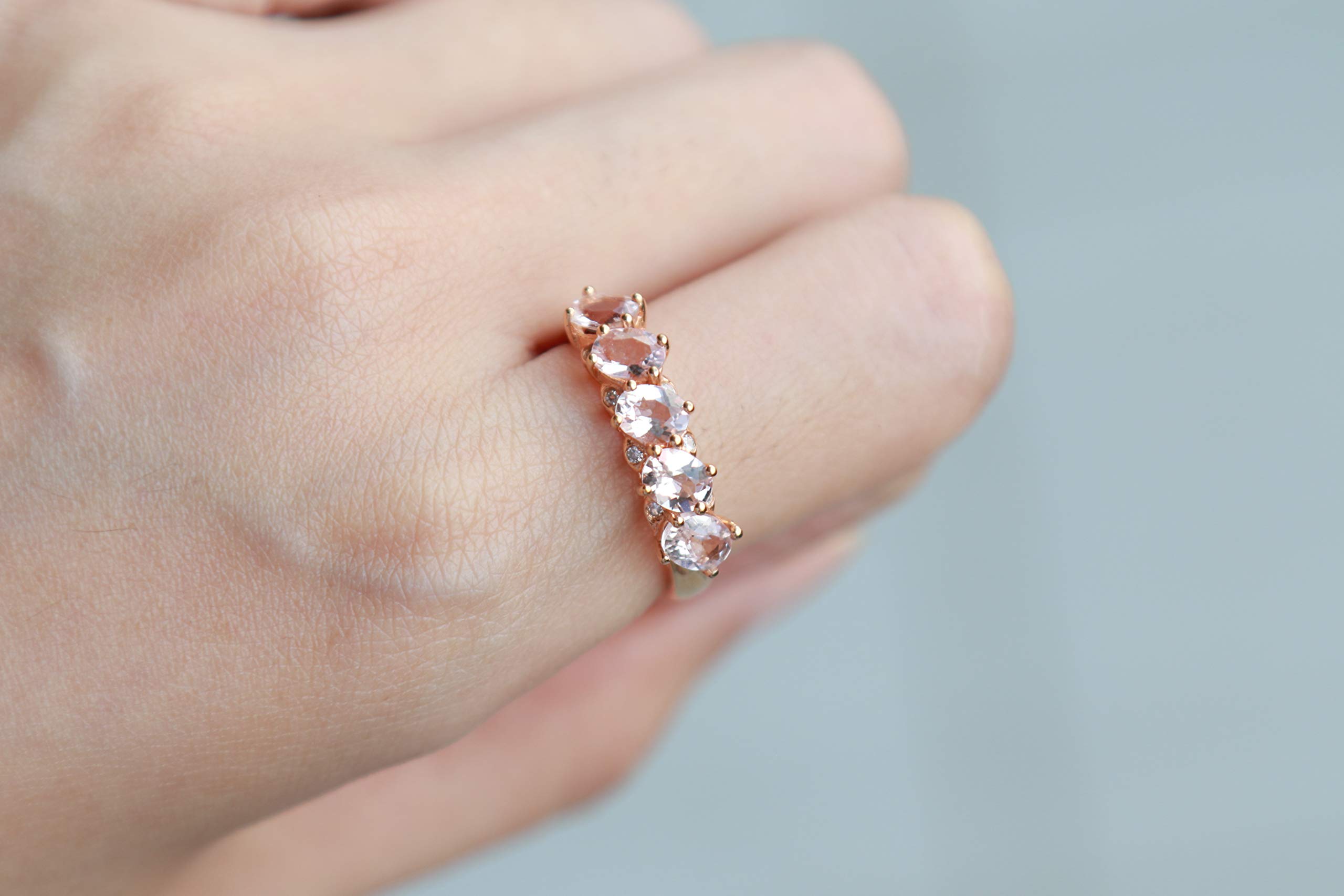 Gin & Grace 10K Rose Gold Genuine Morganite Ring for women | Ethically, authentically & organically sourced (Round-cut) shaped Morganite hand-crafted jewelry for her | Morganite Ring for women