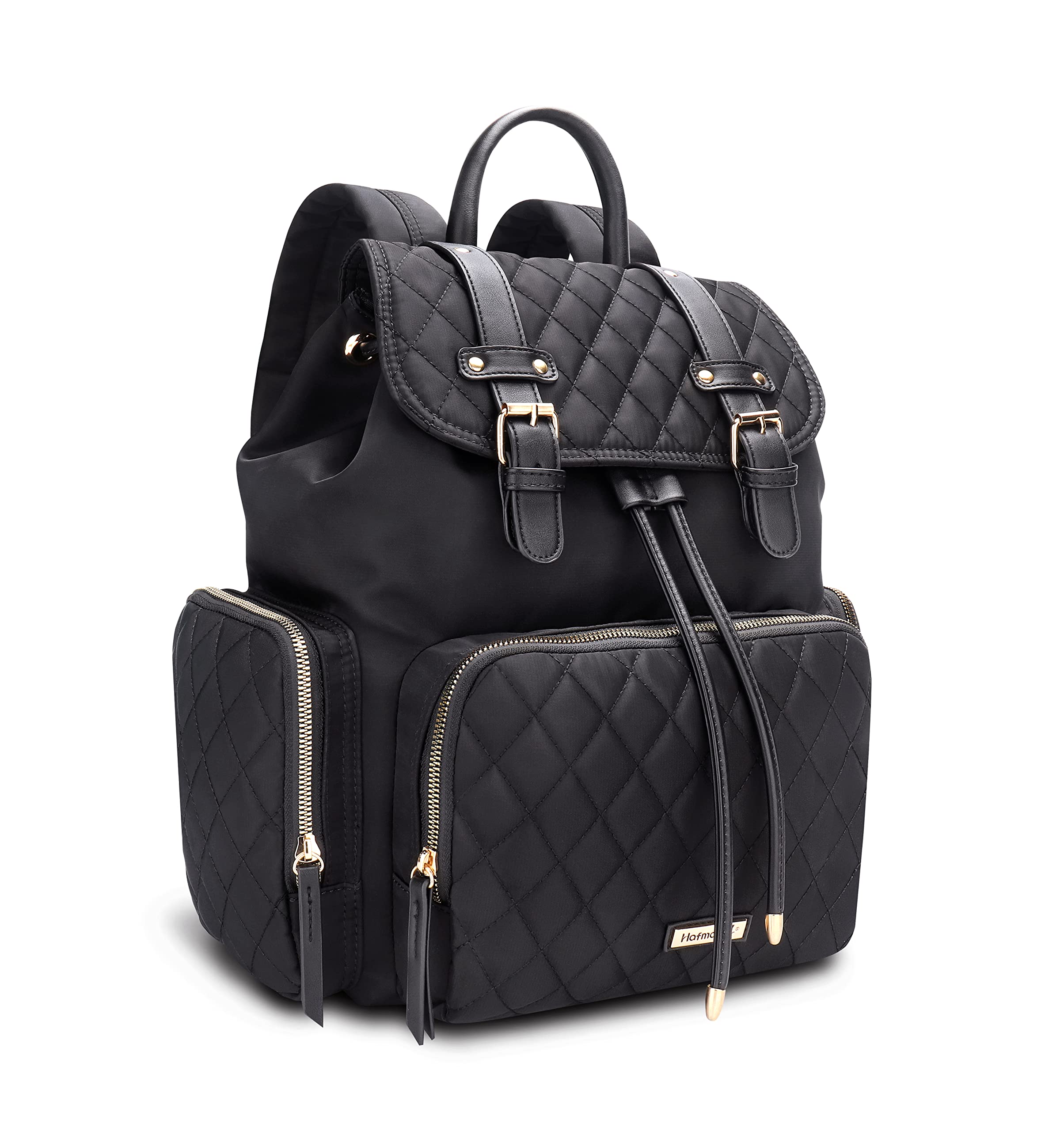 Hafmall Diaper Backpack for Mom, Stylish Baby Diaper Bag Backpack with Stroller Hooks, Multifunctional Baby Bag for Baby Girl Boy, Black