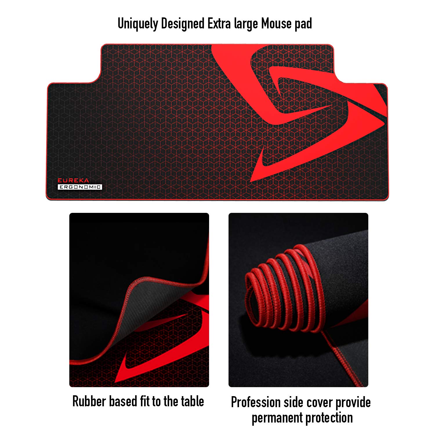 EUREKA ERGONOMIC DESIGNA Large Gaming Desk Large 60 Inch, T-Shaped Home Office Computer Desk with Full-Size Mouse Pad, Table Workstation with Cable Management Holes, Black