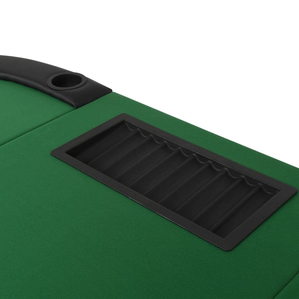 GOLINPEILO Oval Folding 9-Player Games Poker Play Table with Chip Cup Holder Card Game Table Steel Base Casino Green 3 Fold 81.1" x 41.7" x 29.9"