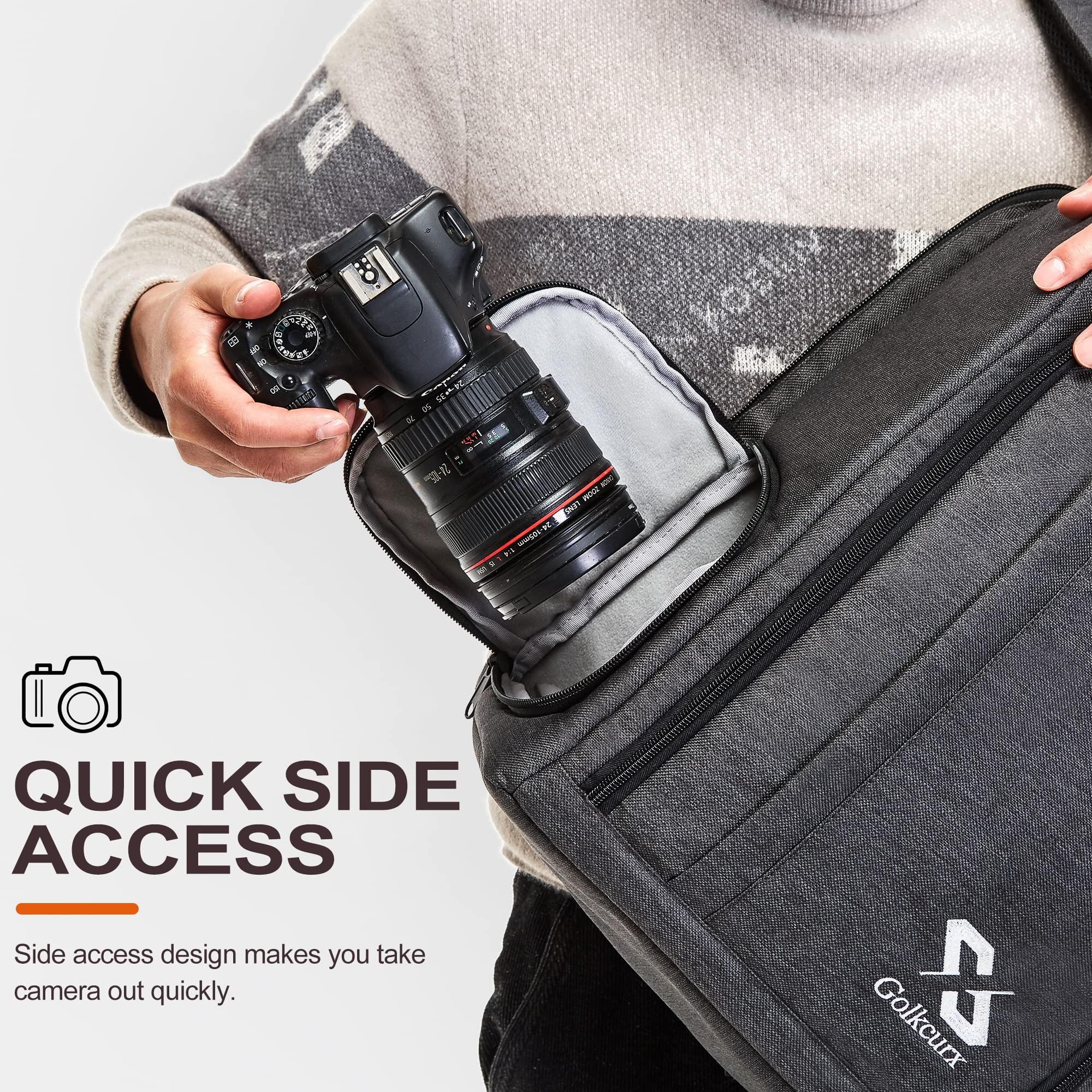 Golkcurx Camera Bag for DSLR/SLR Cameras，Camera Backpack Waterproof for Photographers Pink L