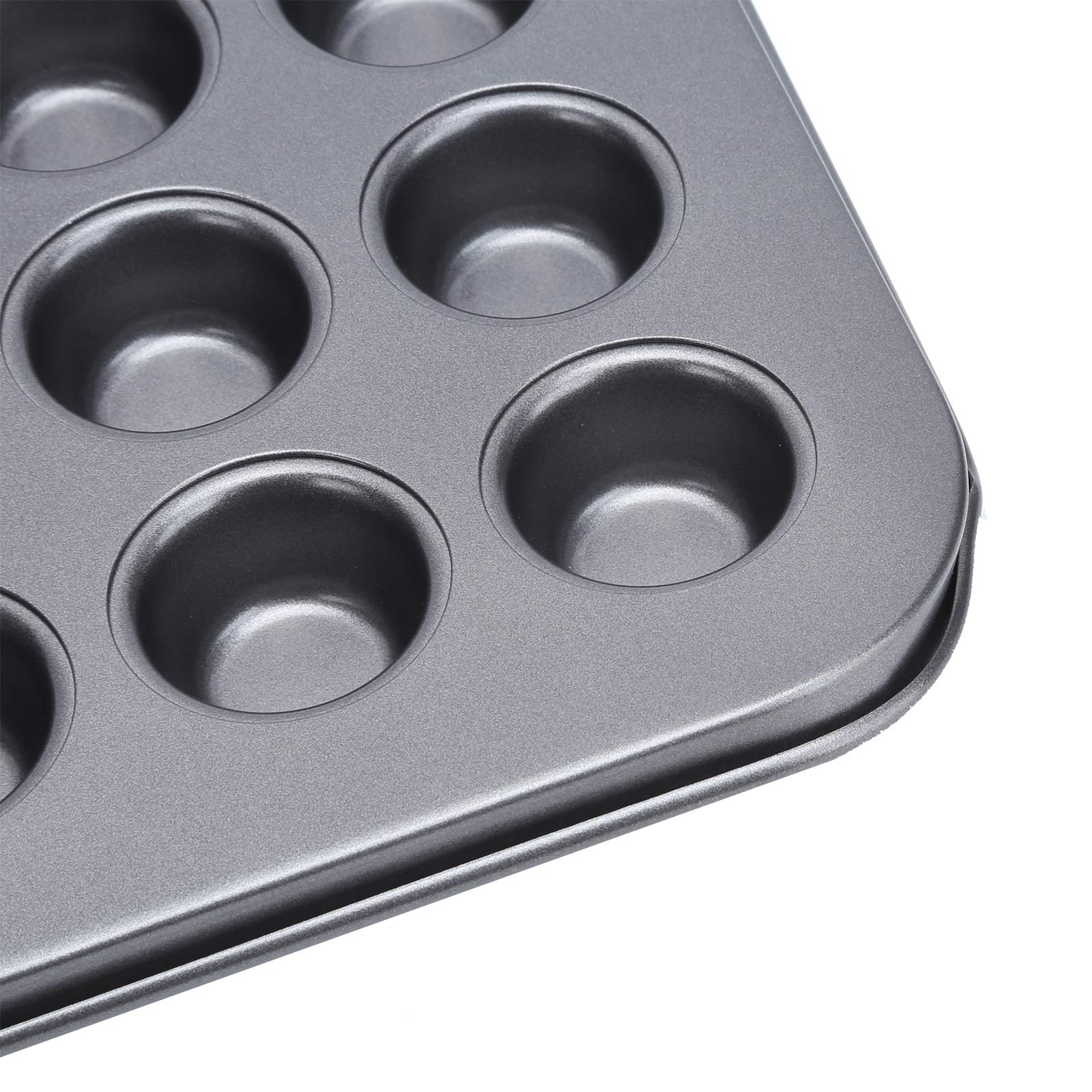 Horoper 48‑Cup Non‑Stick Carbon Steel Mini Round Cupcake Pan Tray Mini Cupcake Baking Pan Baking Mould Bakeware Cooking Accessory for Kitchen Indoor Family Events