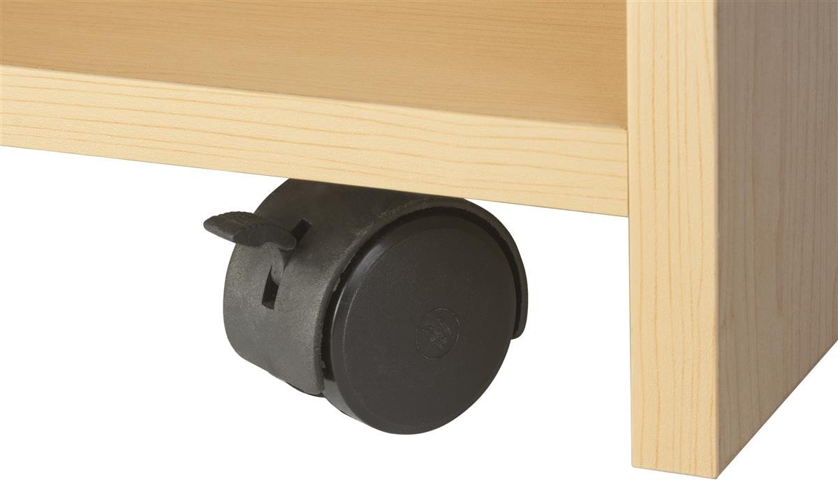 Displays2go Hostess Station, Hidden Wheels, Adjustable Shelf, Maple (LCKDPHSMP)