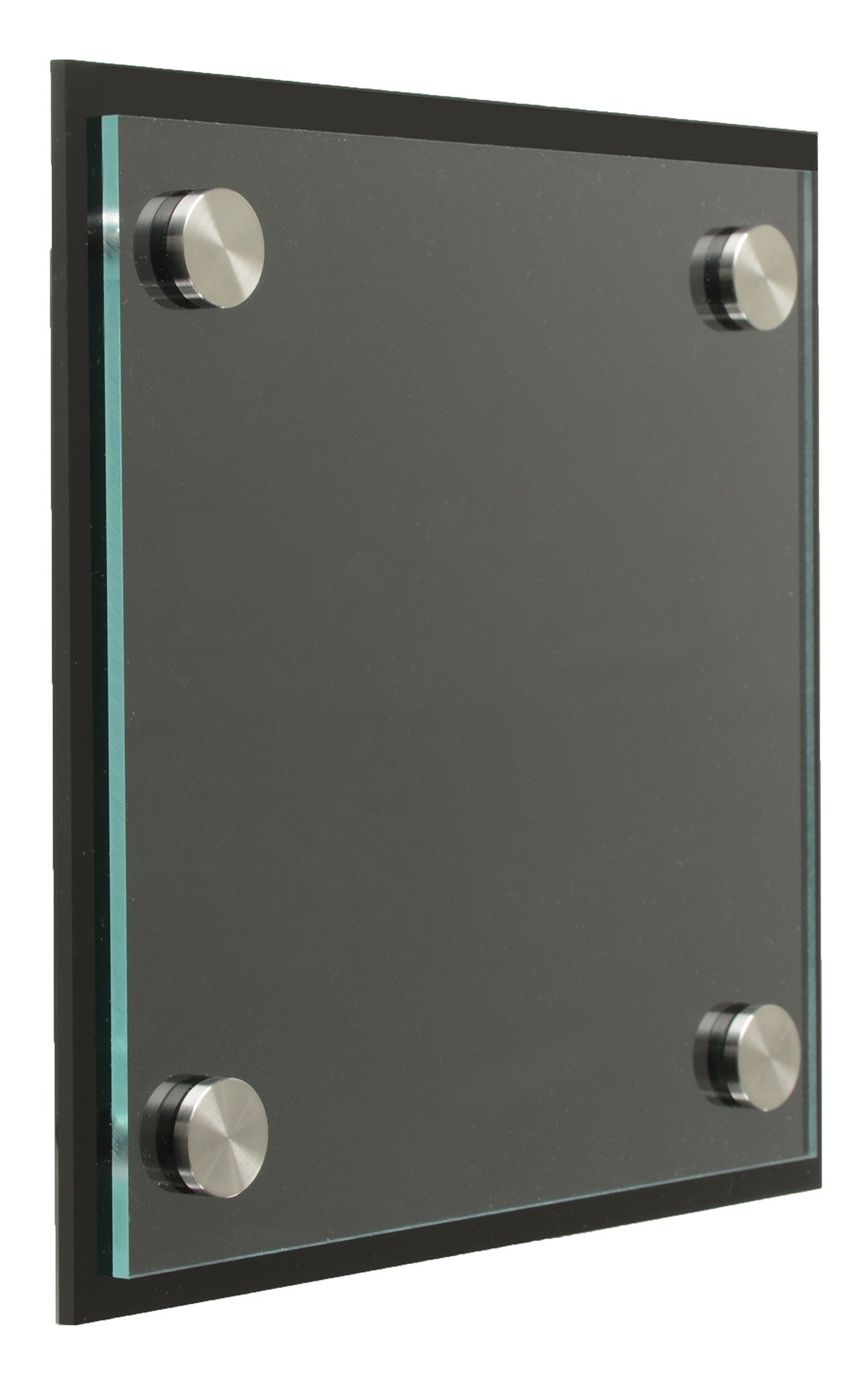 Displays2go Office Standoff Sign, Black, 6" x 6", Door or Wall Mount, Acrylic/Stainless Steel (DSIGN66BK)