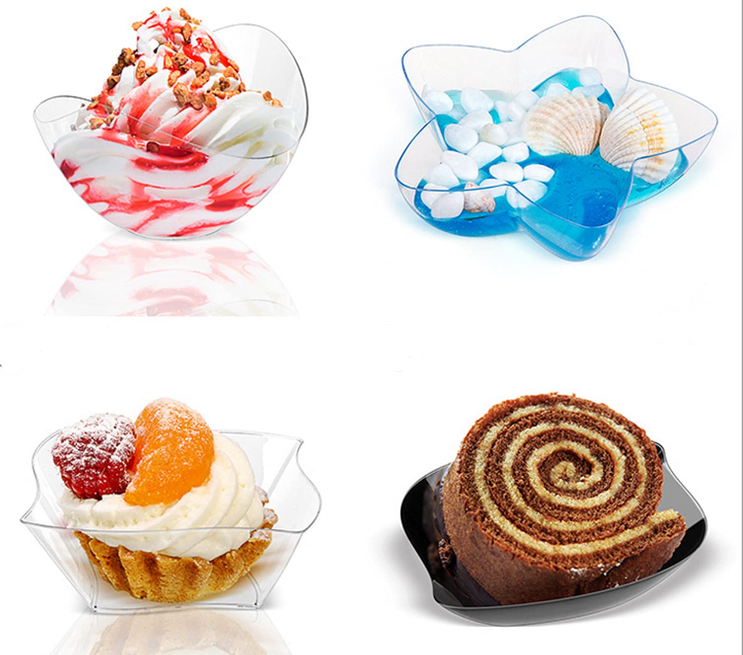 Healthcom 48 Packs 5 Oz Clear Dessert Bowls Plastic Appetizer Plates Dessert Dishes Bowls Tasting Cups Mini Dessert Bowls Serving Plate Reusable Disposable Bowls Small Catering Dessert Bowls for Party
