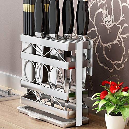 HOUKAI 304 Stainless Steel Knife Holder Kitchen Supplies Knife Holder Rack Chopper Put Knife Storage Rack