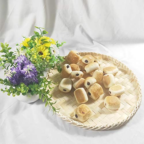 NewFerU Food Serving Tray Table Storage Plate Platter with Handles for 12" Bamboo Woven Dome Lid Cover to Keep out Bugs Flies for Picnic Party Bread Cake Pizza Dry Fruit Dessert Indoor Outdoor (1)