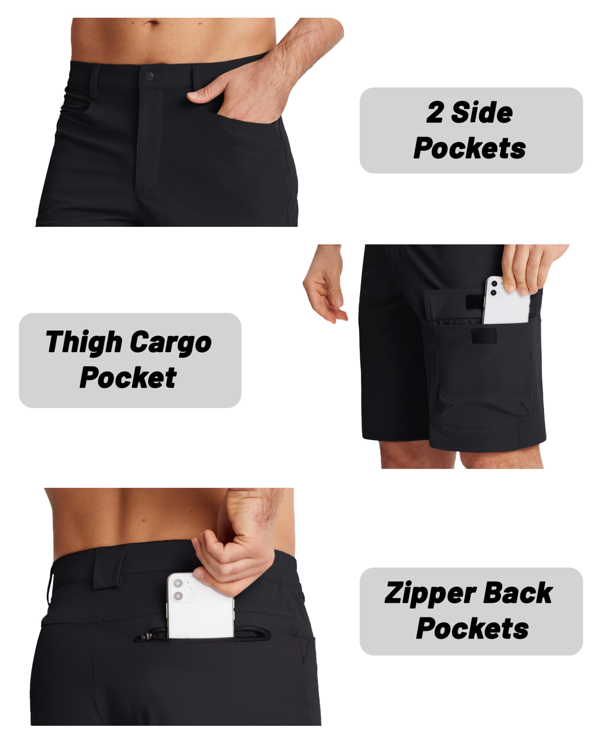 EKLENTSON Golf Shorts for Men Relaxed Fit Cargo Running Shorts with Pockets Hiking Cargo Shorts Water Blue