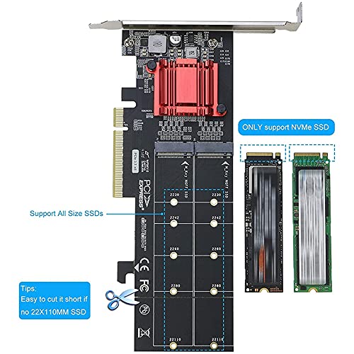 LABELLE NVMe PCIe Adapter,M.2 NVMe SSD to PCIE 3.1 X8/X16 Card Support M.2 (M Key) NVMe SSD 22110/2280/2260/2242