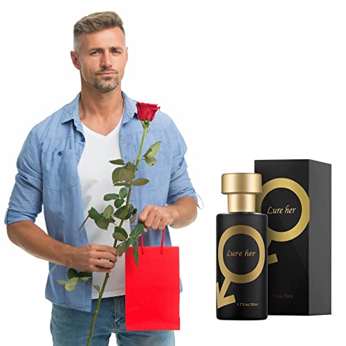 PONPRNGY Golden_Lure_Her Perfume - Lure_Her_Perfume for Men, Lure Her Cologne For Men, Lunex Phero Perfume, Romantic Glitter Perfume Spray for Women Men, Long Lasting Fragrance, 1.0 centiliters