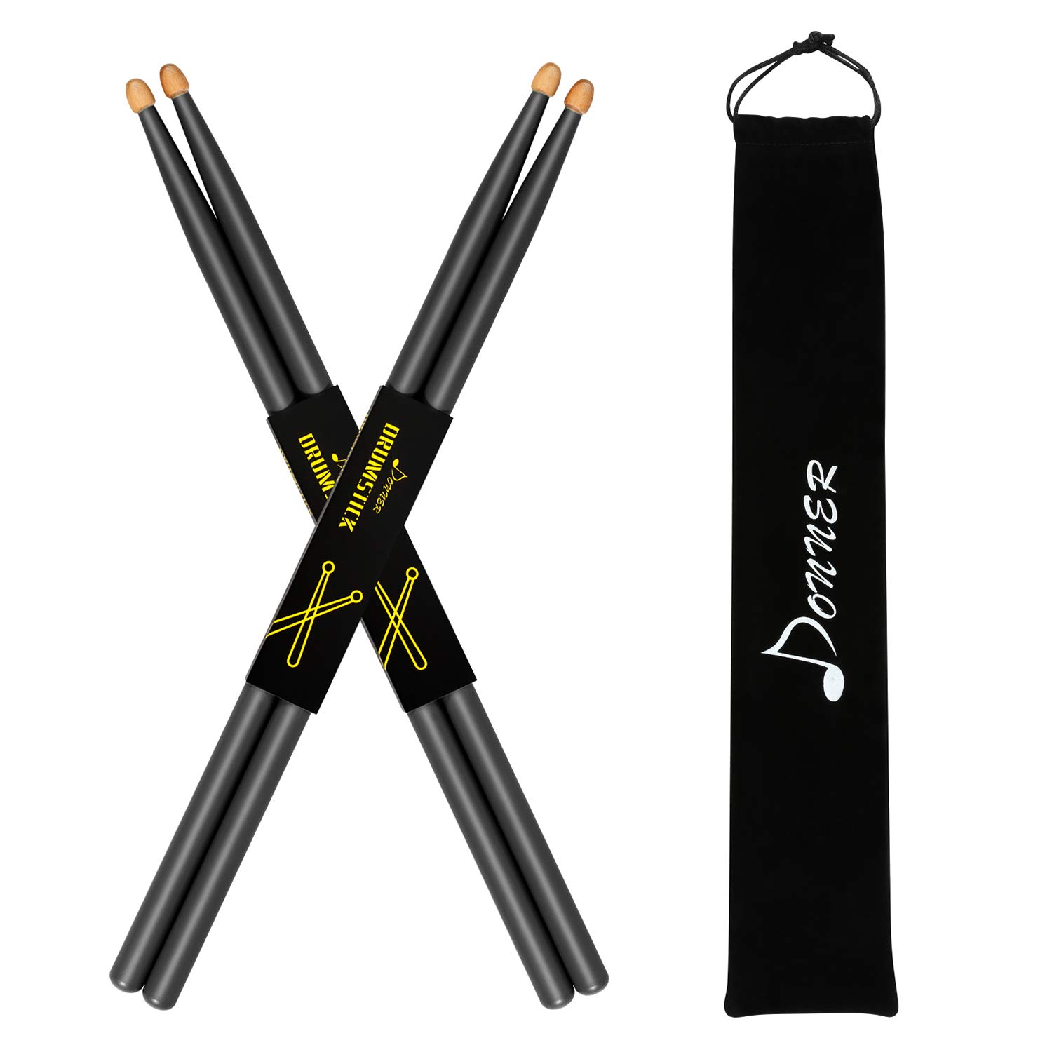 Donner Electric Drum Set and 2 Pairs Drumsticks Set 5A Black