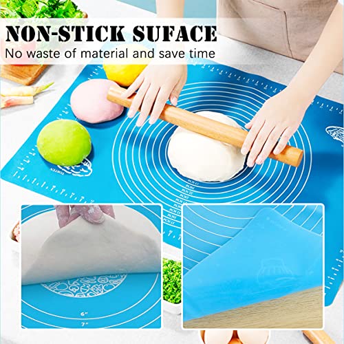 Hostk 3Pcs Silicone Baking Mat, Non Stick Pastry Mat with Measurements, Reusable Food Grade Silicone Counter Mat for Dough Rolling Mat, Baking Sheet, Macarons, Bread(11.4''*10.2'' ,19.7''*15.7'')