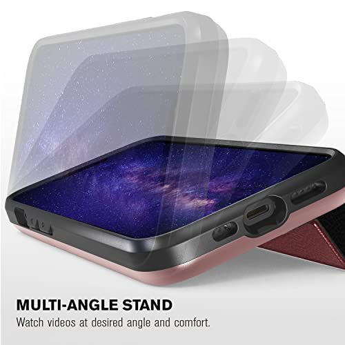 VENA vCommute Wallet Case Compatible with Apple iPhone 14 (6.1"-inch), (Military Grade Drop Protection) Flip Leather Cover Card Slot Holder with Kickstand - Red