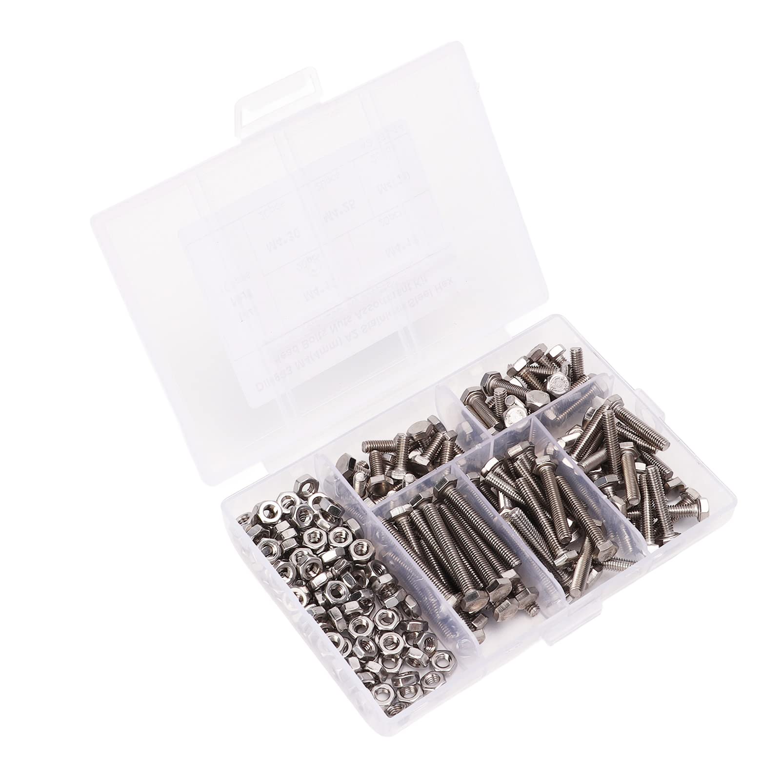 Heavy Duty Bolts Kit, Anti Oxidation Clear Thread Uniform Pitch 200PCS M4 Hex Bolts Screw Easy to Maintain 304 Stainless Steel for Industrial