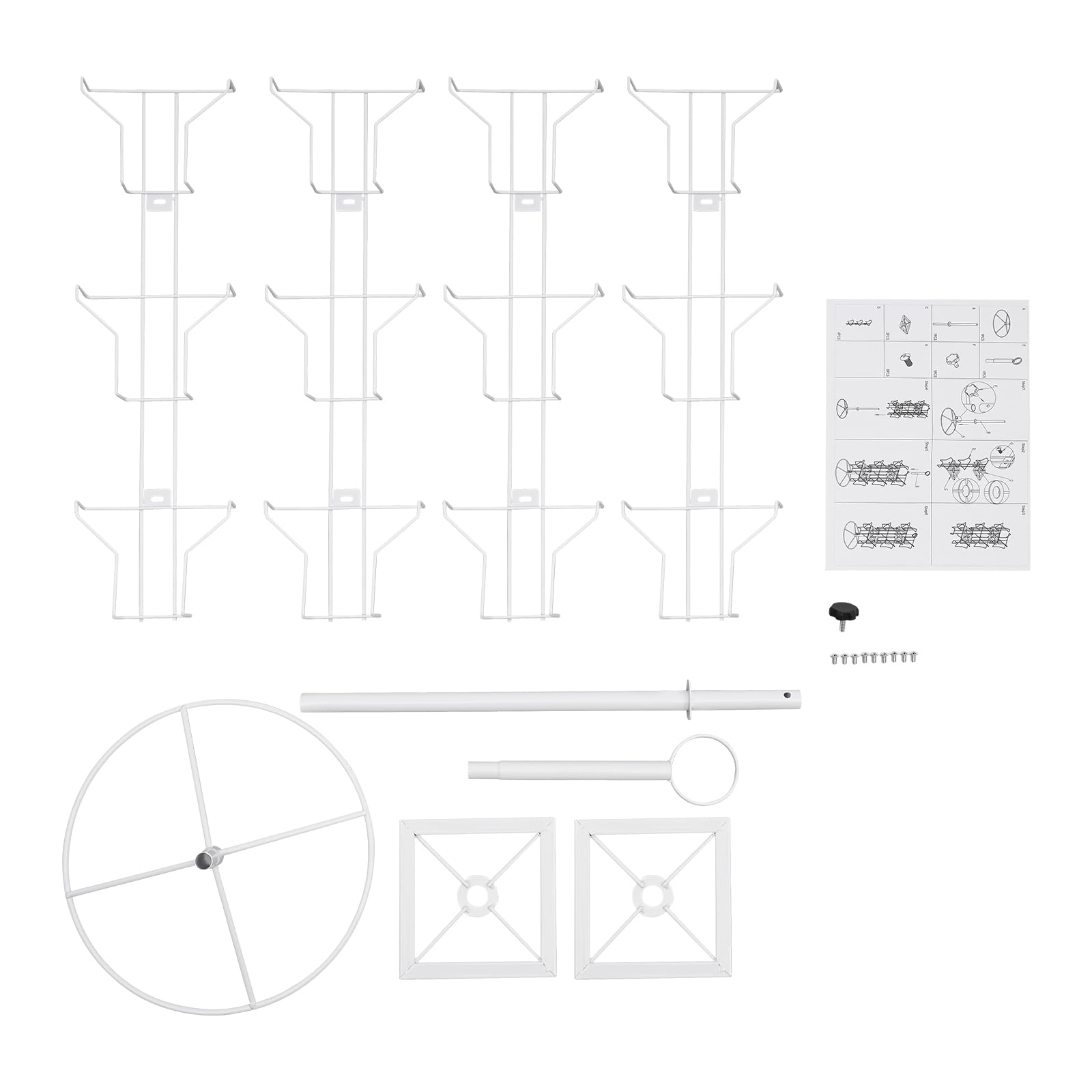JAJADAH Rotating Greeting Card Rack, Display Stand Spinning Floor Stand, Pocket Rotating Holder for Classroom Office Library & Shopping Mall (3 Tiers - White)