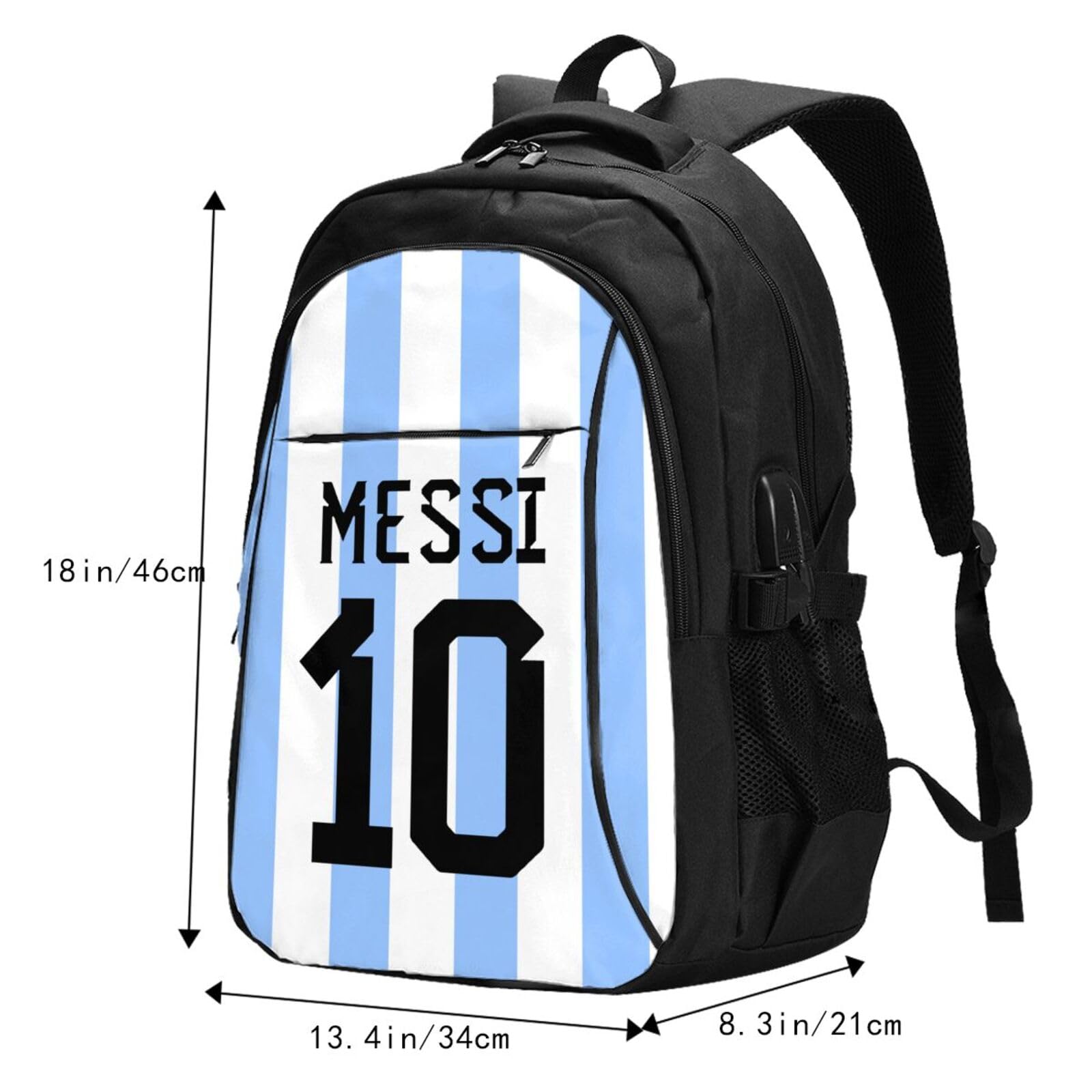 Elehuv Soccer Player 16IN Laptop Backpack Work College Computer Bag Travel Daypack With Usb Charging Port for Men Women