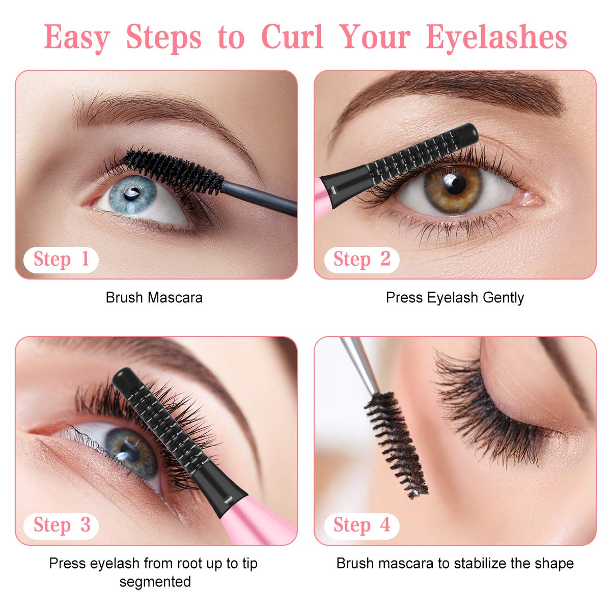 Heated Eyelash Curler, Portable USB Rechargeable, 4 Temperature Adjustable with LED Digital Display, Quick and Convenient Makeup and Beauty Eyelash Styling Tool