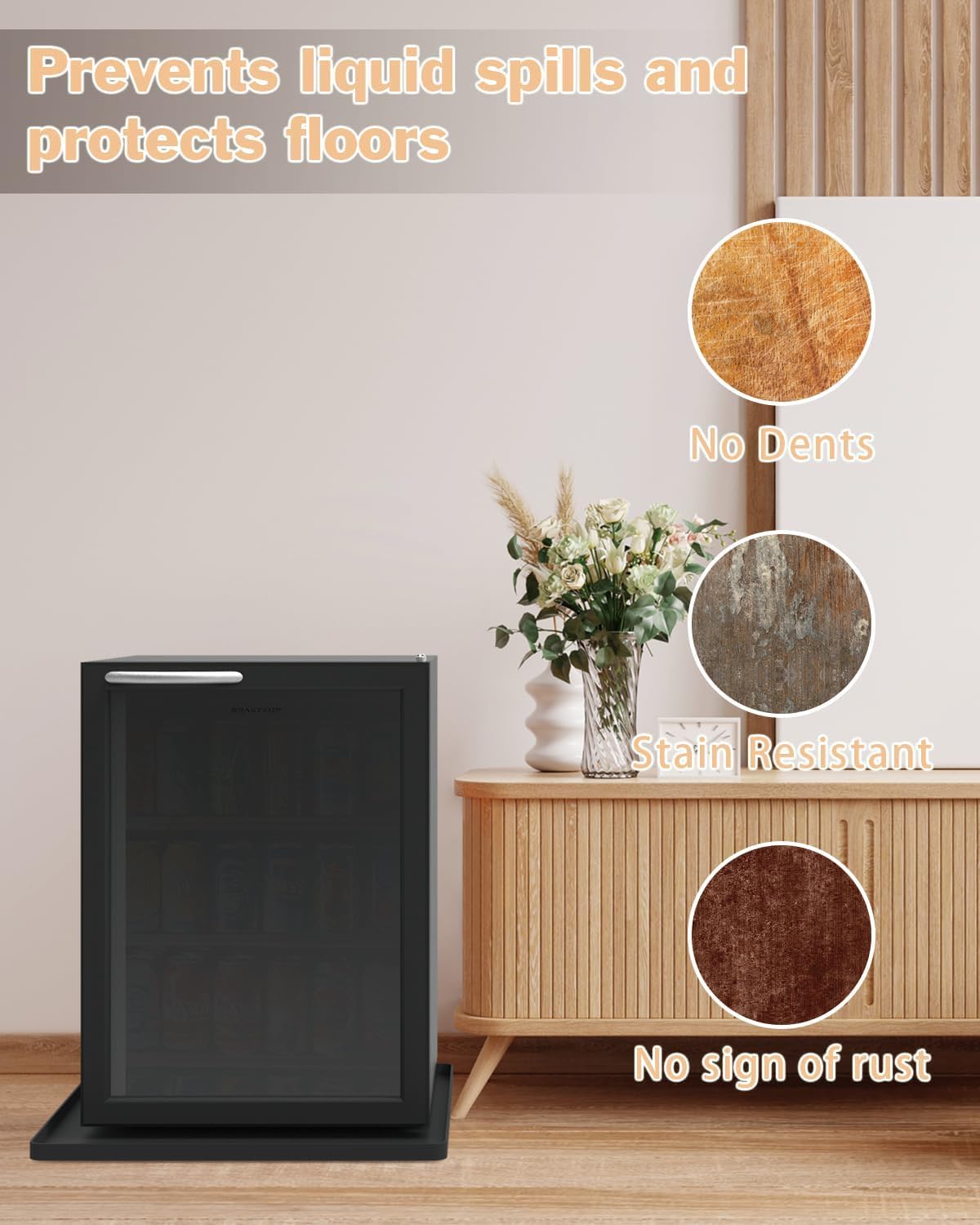HOUSEASSIST Mini Fridge Silicone Mat with Raised Edges 24" x 24" Water Leakage Moldy and Floor Damage for Elecrical Equipment Such as Washing Machines Dryer Mini Fridge