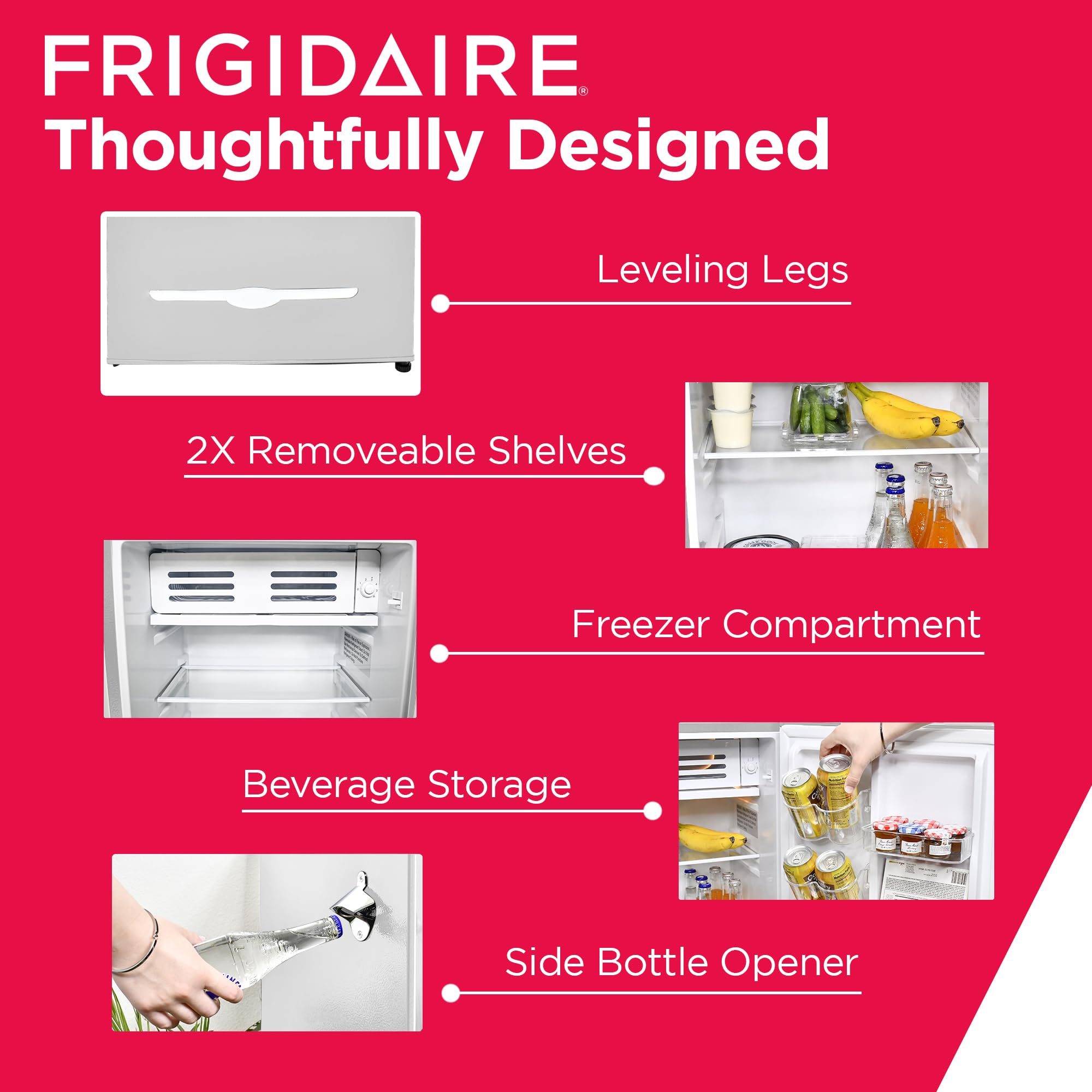 Frigidaire EFR376-MOONBM Retro Bar Fridge Refrigerator with Side Bottle Opener, 3.2 cu. Ft, Moonbeam